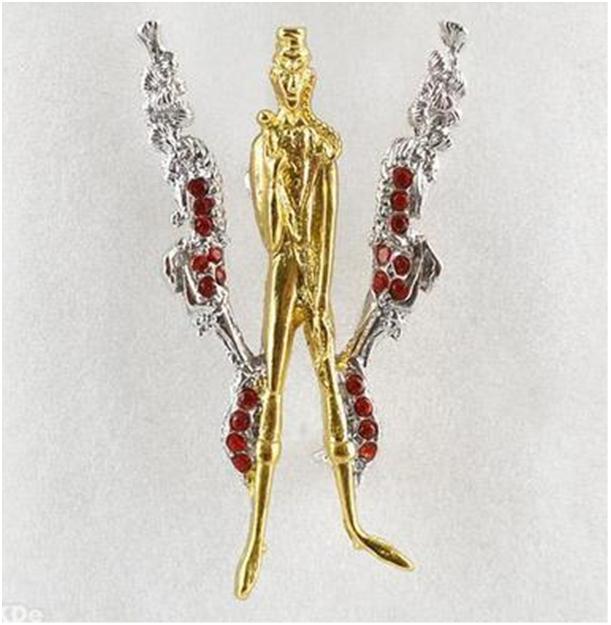 ERTE Letter "W" STERLING & GOLD ALPHABET SERIES PENDANT/PIN NEW ERW20 ...